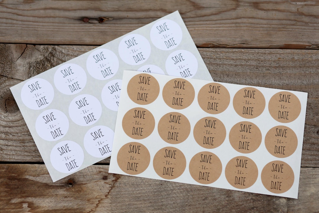 Save the Date Stickers - Brown Kraft Envelope Seals for Weddings, Set ...