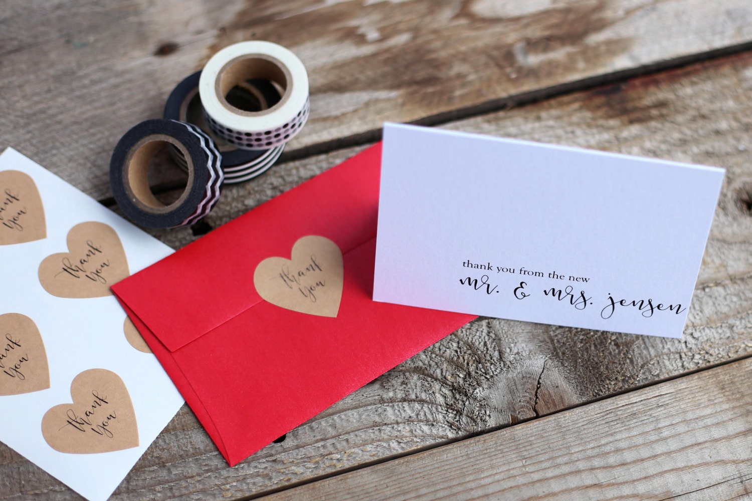 Set of 25 Thank You From the New Mr and Mrs Cards - Personalized ...