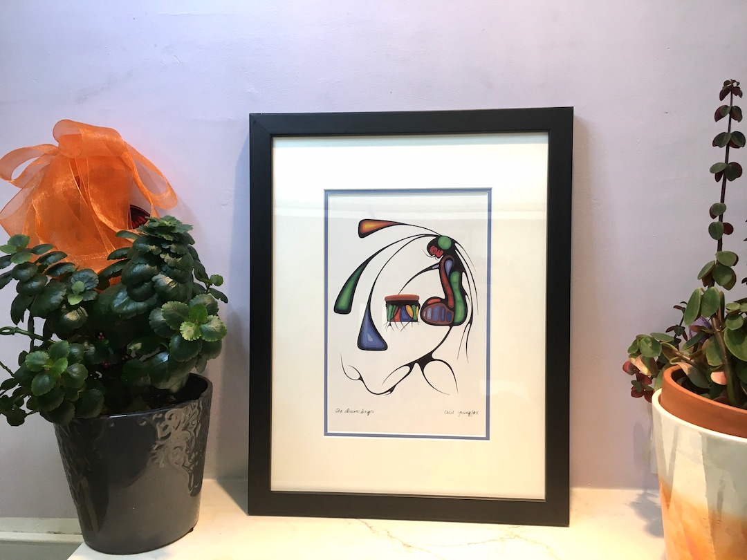 The Drum Singer Cecil Youngfox Framed Print Native Artist Indigenous ...