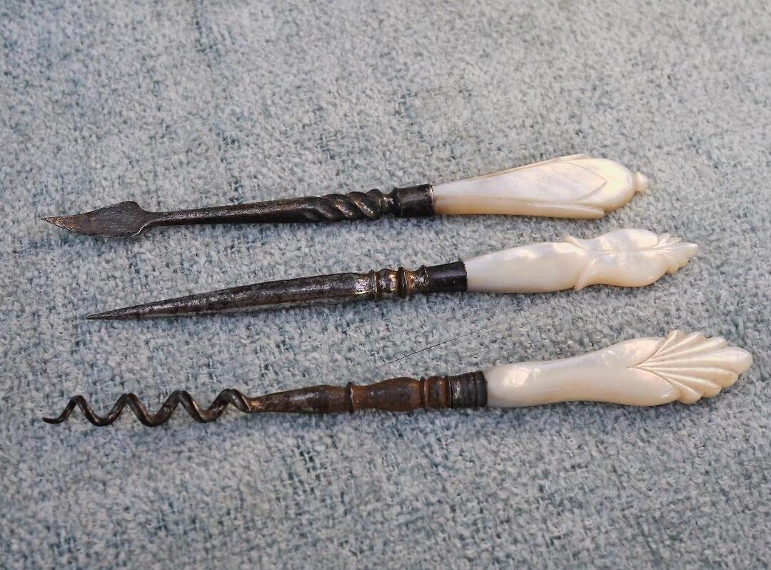 Antique Mother of Pearl Handled Sewing Tools and Perfume Corkscrew - Etsy