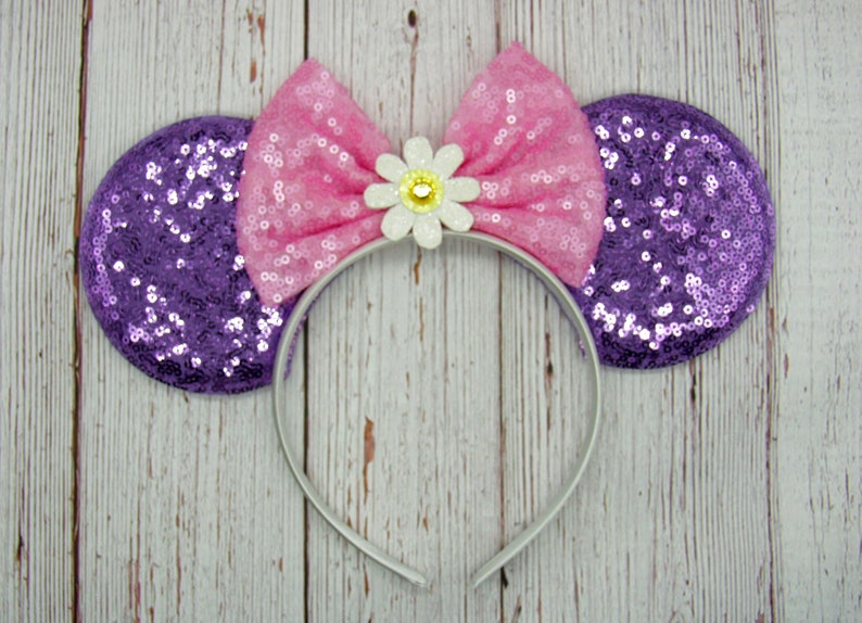Large Daisy Duck Lavender Mouse Ears With Sequin Bow on - Etsy