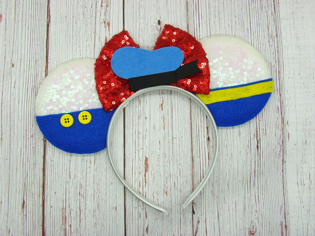 Large Donald Duck Mouse Ears on Headband || Donald Duck Sailor Cap || 4 ...