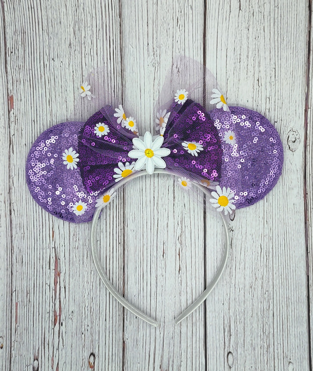 Daisy Duck Purple Ears With Sequin and Tulle Bow on Headband || Daisy ...
