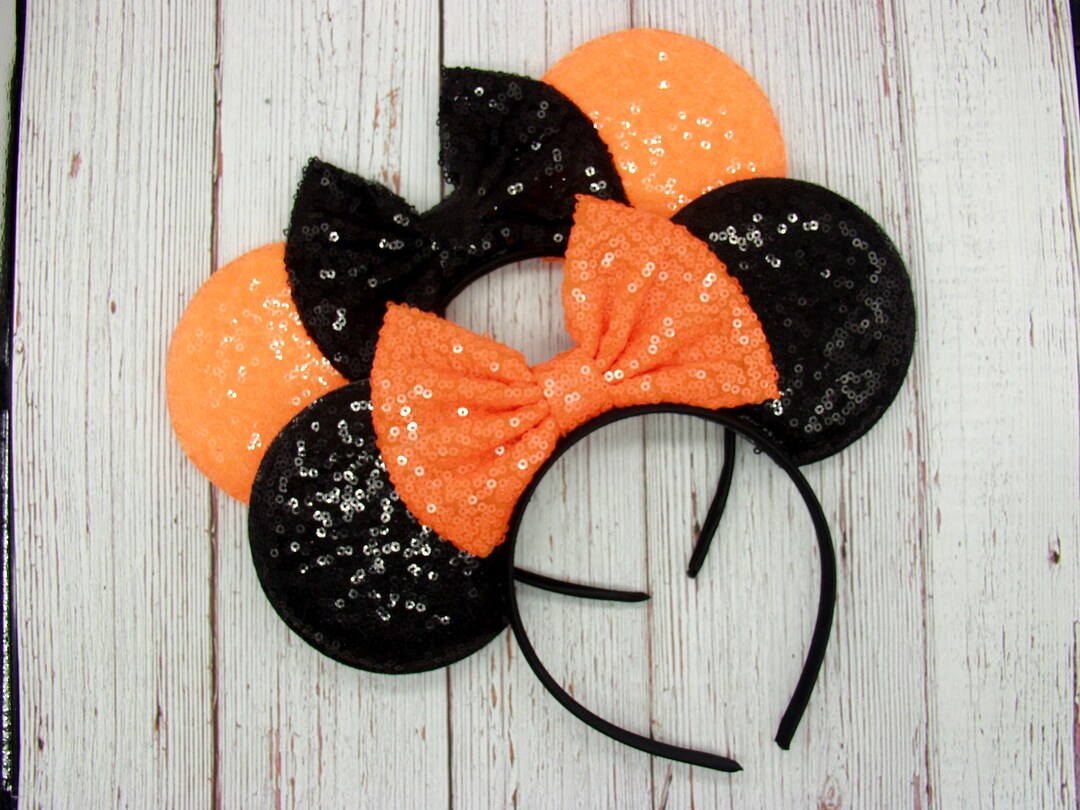 Halloween Mouse Ears || Black and Orange 4" Ears || Spider Web Ears ...