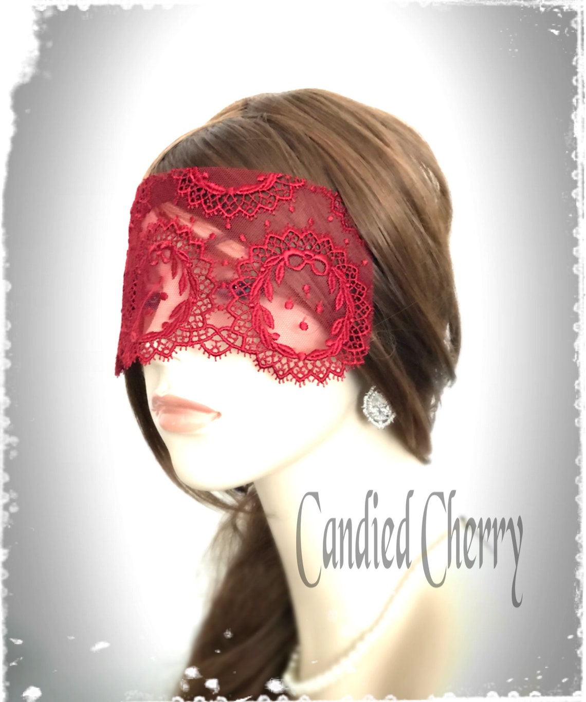 Deep Red Arabesque Lace Mask Veil Mysterious Masquerade Ball - Etsy