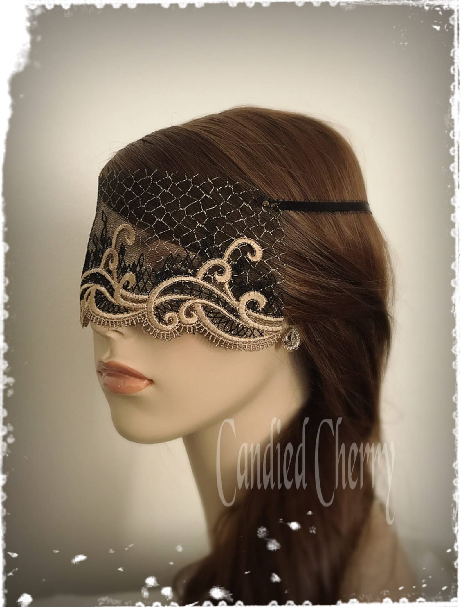 Black and Gold Lace Mask Veil-mysterious Masquerade Ball Versailles ...
