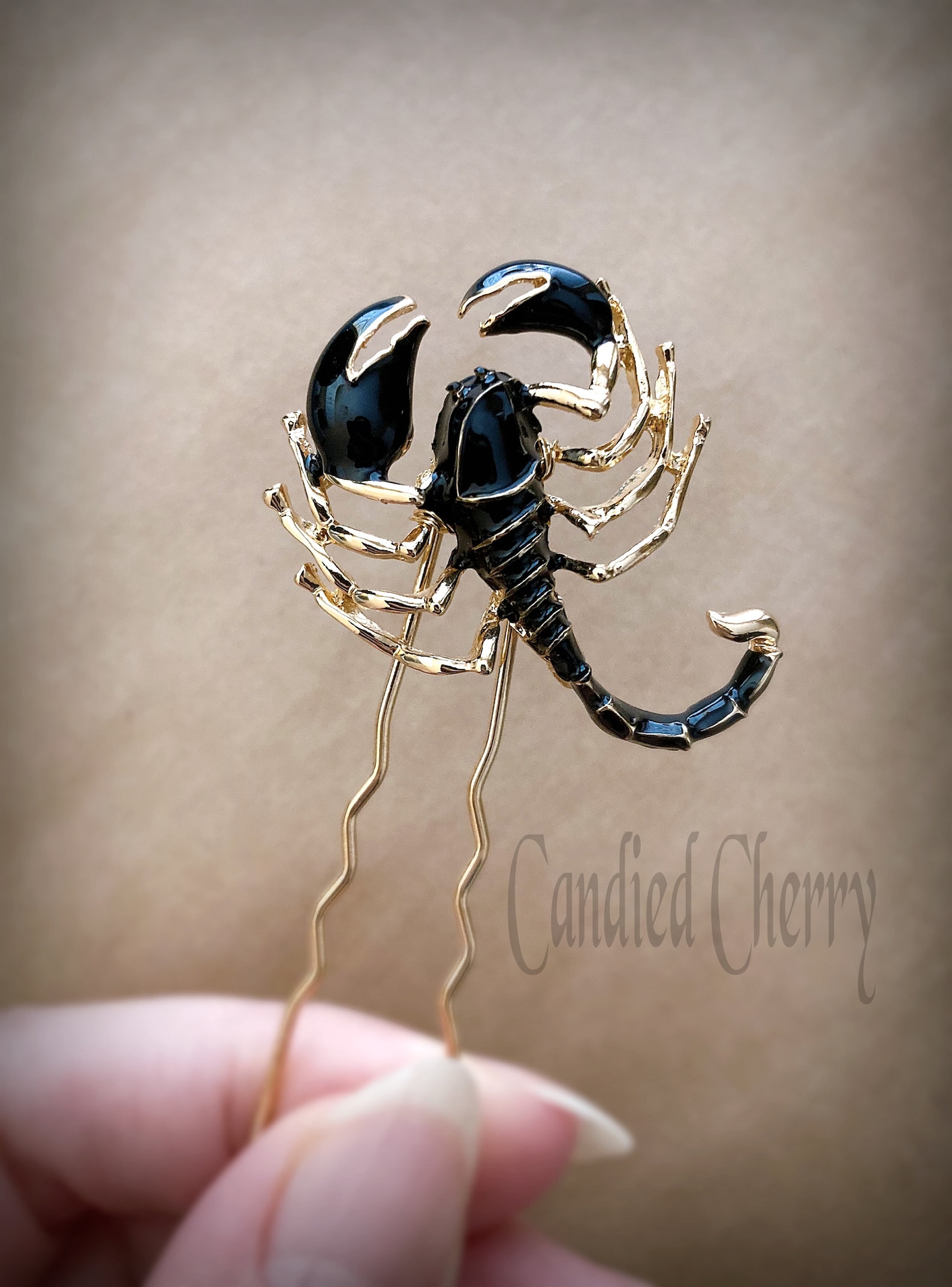 Botanical Inspired Black Scorpion Hair Pin-vintage Neo Victorian Zodiac ...