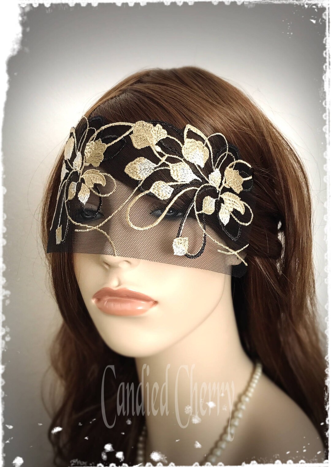 Black Gold Beige Lace Mask Veil-mysterious Masquerade Ball Versailles ...