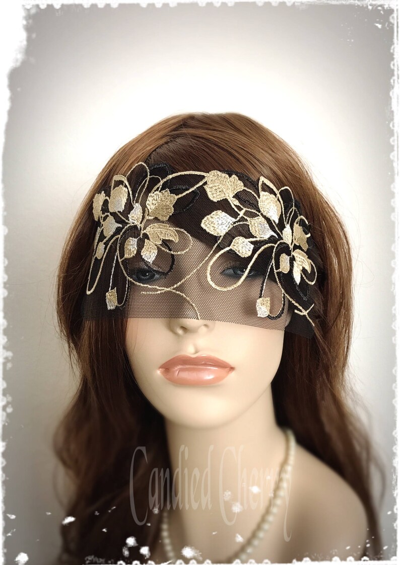 Black Gold Beige Lace Mask Veil-mysterious Masquerade Ball Versailles ...