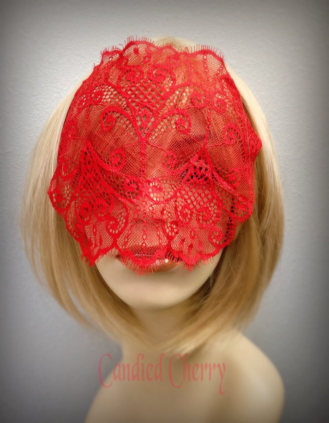 Wide Coverage Red Eyelash Lace Mask Veil-mysterious Masquerade Ball ...