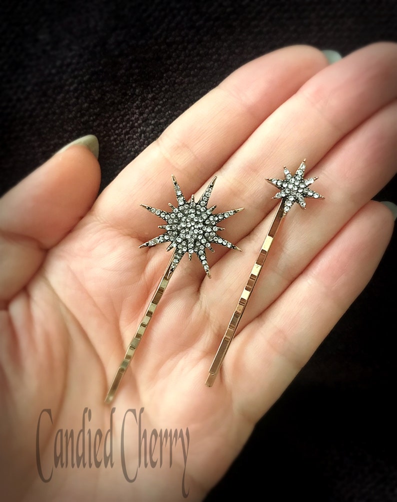 Set of 4 Crystal Cosmic Star Galaxy Hair Pins-bronze Gold Art Deco ...