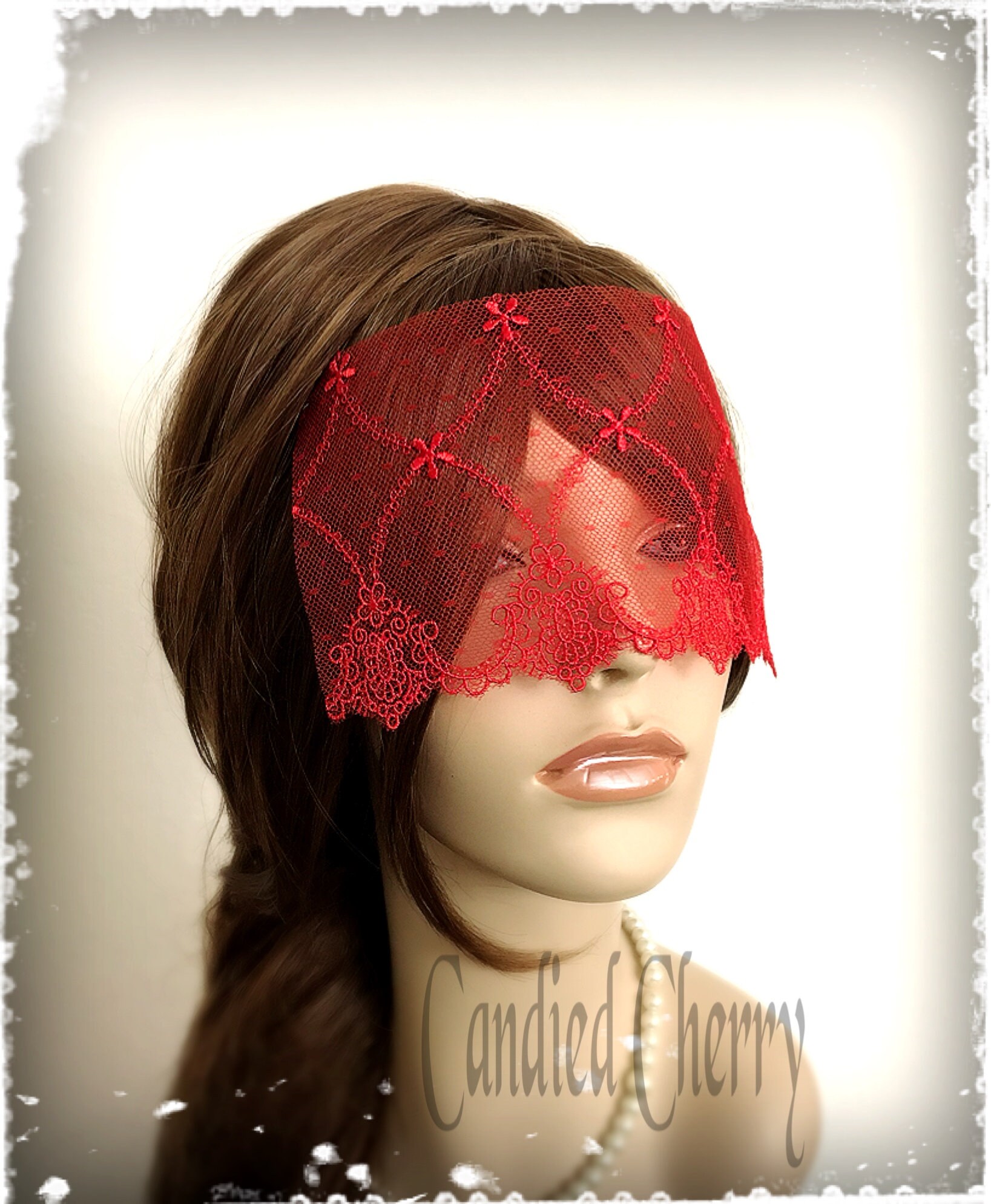 Red Dot Lace Mask Veil-Mysterious Masquerade Ball Halloween | Etsy