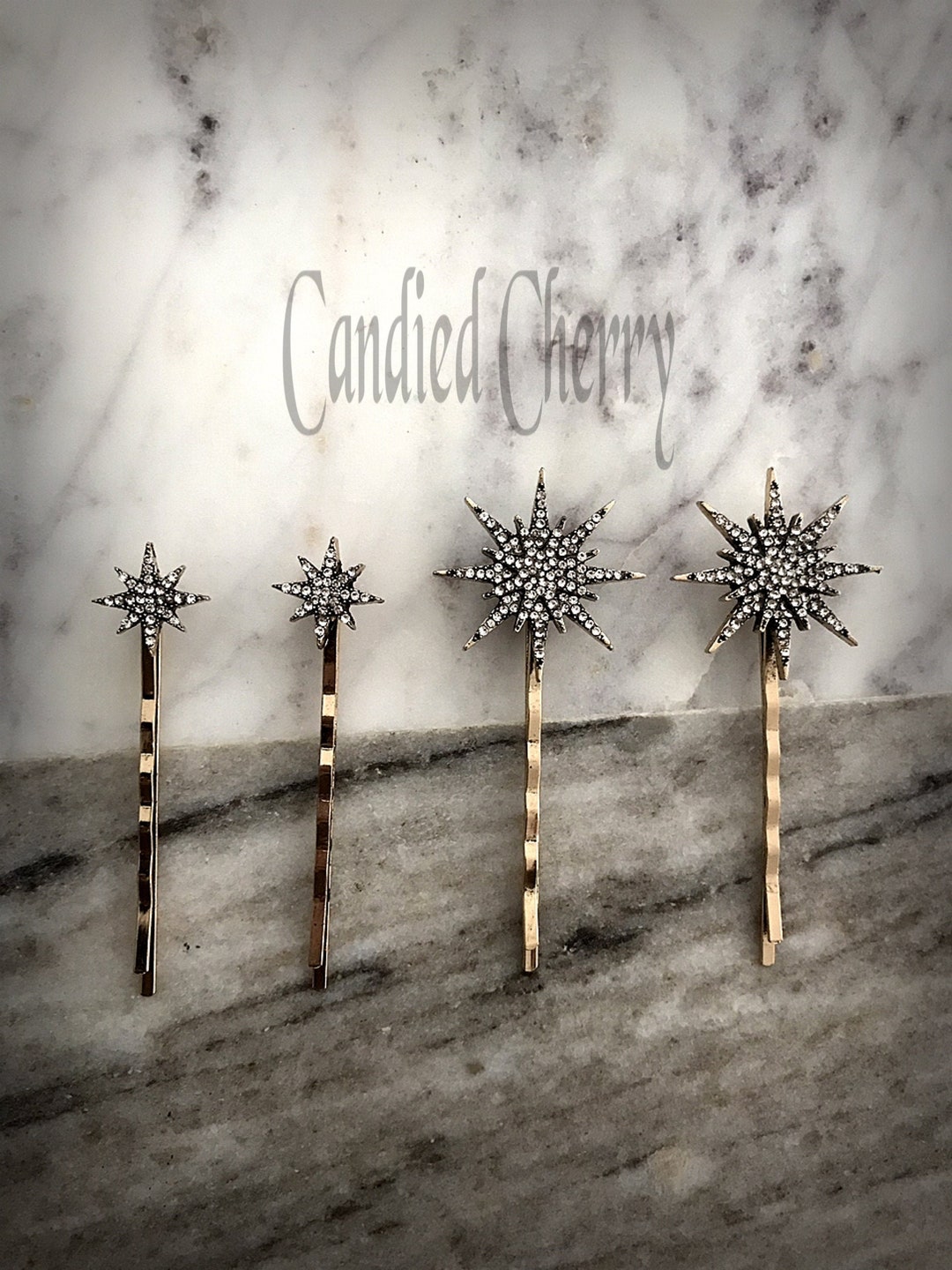Set of 4 Crystal Cosmic Star Galaxy Hair Pins-bronze Gold Art Deco ...