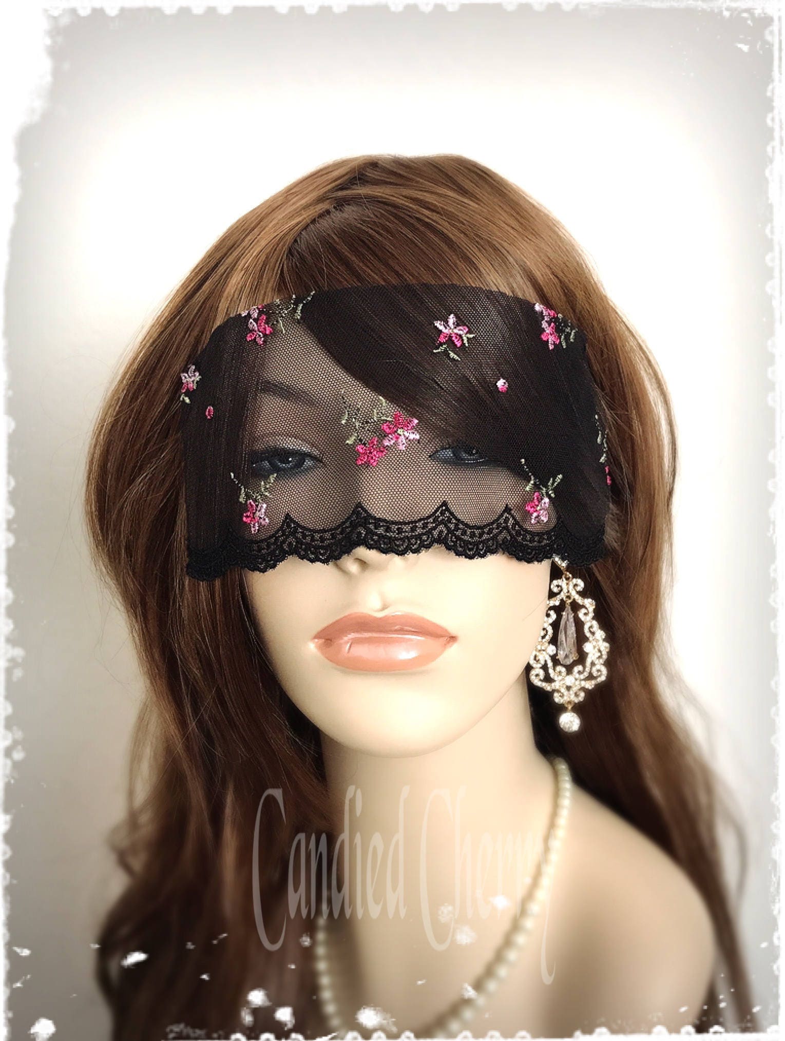 Black Pink Lace Mask Veil-mysterious Masquerade Ball - Etsy