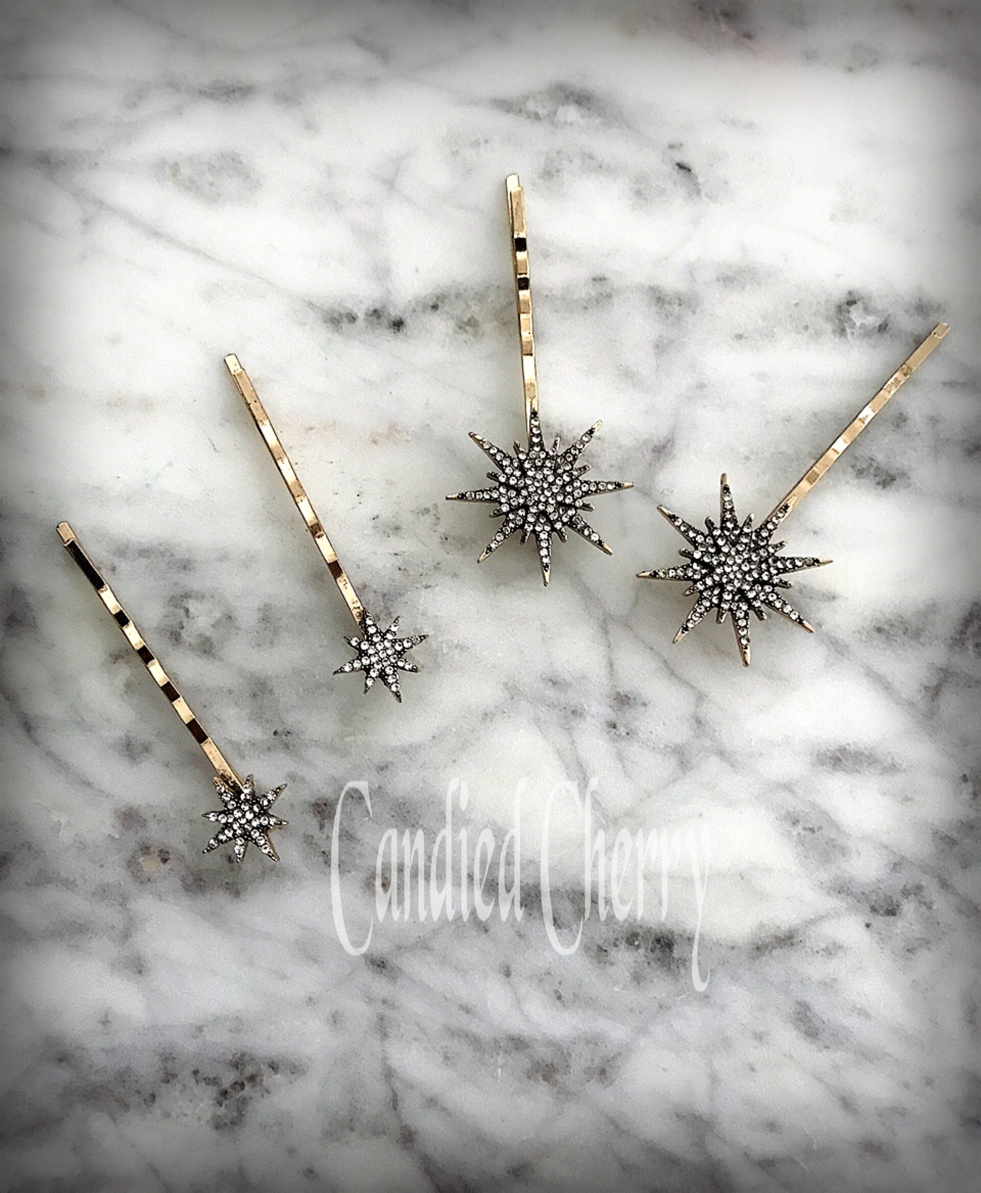 Set of 4 Crystal Cosmic Star Galaxy Hair Pins-bronze Gold Art Deco ...