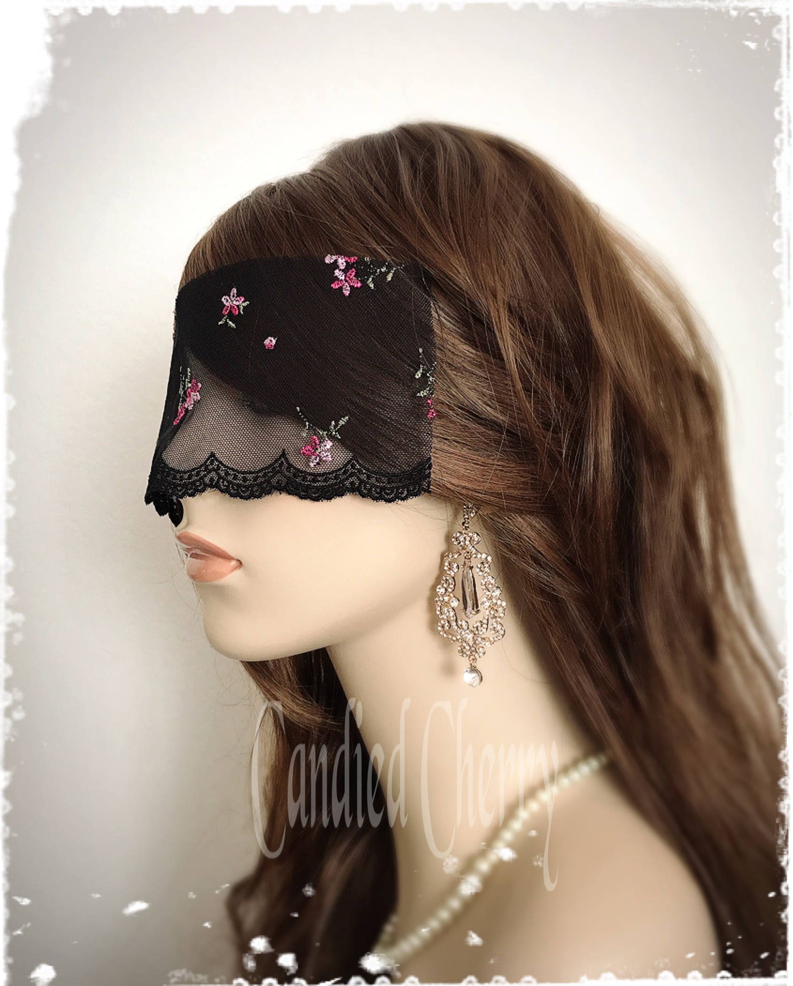 Black Pink Lace Mask Veil-mysterious Masquerade Ball - Etsy