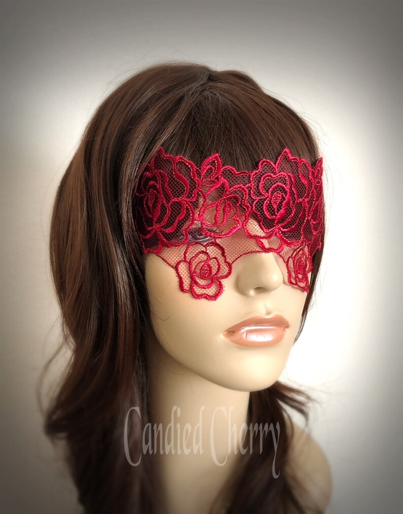 Passion Red Rose Lace Mask Veil-dia De Los Muertos Mysterious | Etsy