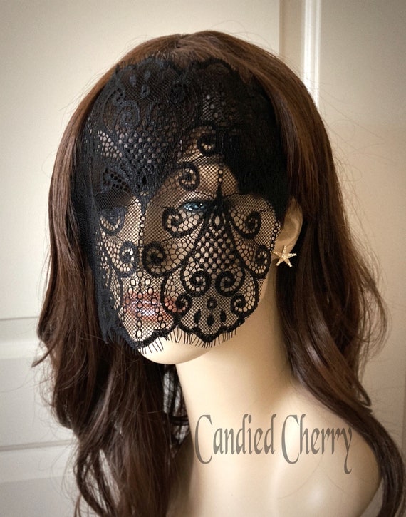 Wide Coverage Black Eyelash Lace Mask Veil-mysterious - Etsy