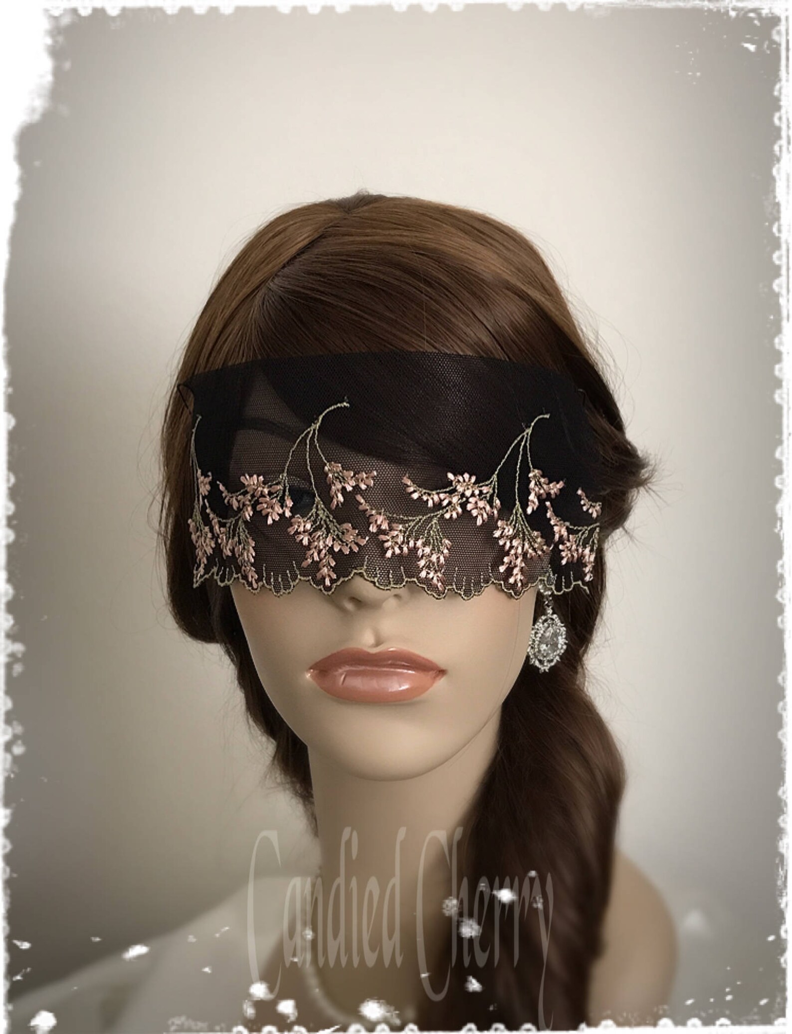 Black and Pink Lace Mask Veil-mysterious Masquerade Ball Versailles ...
