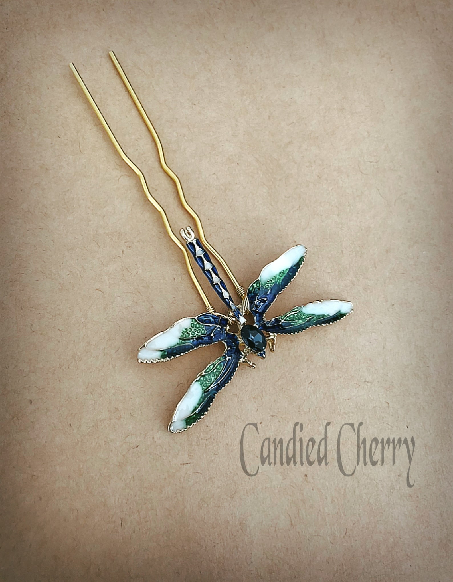 Art Nouveau Inspired Enameled Dragonfly Hair Pin-vintage Art Deco Belle ...