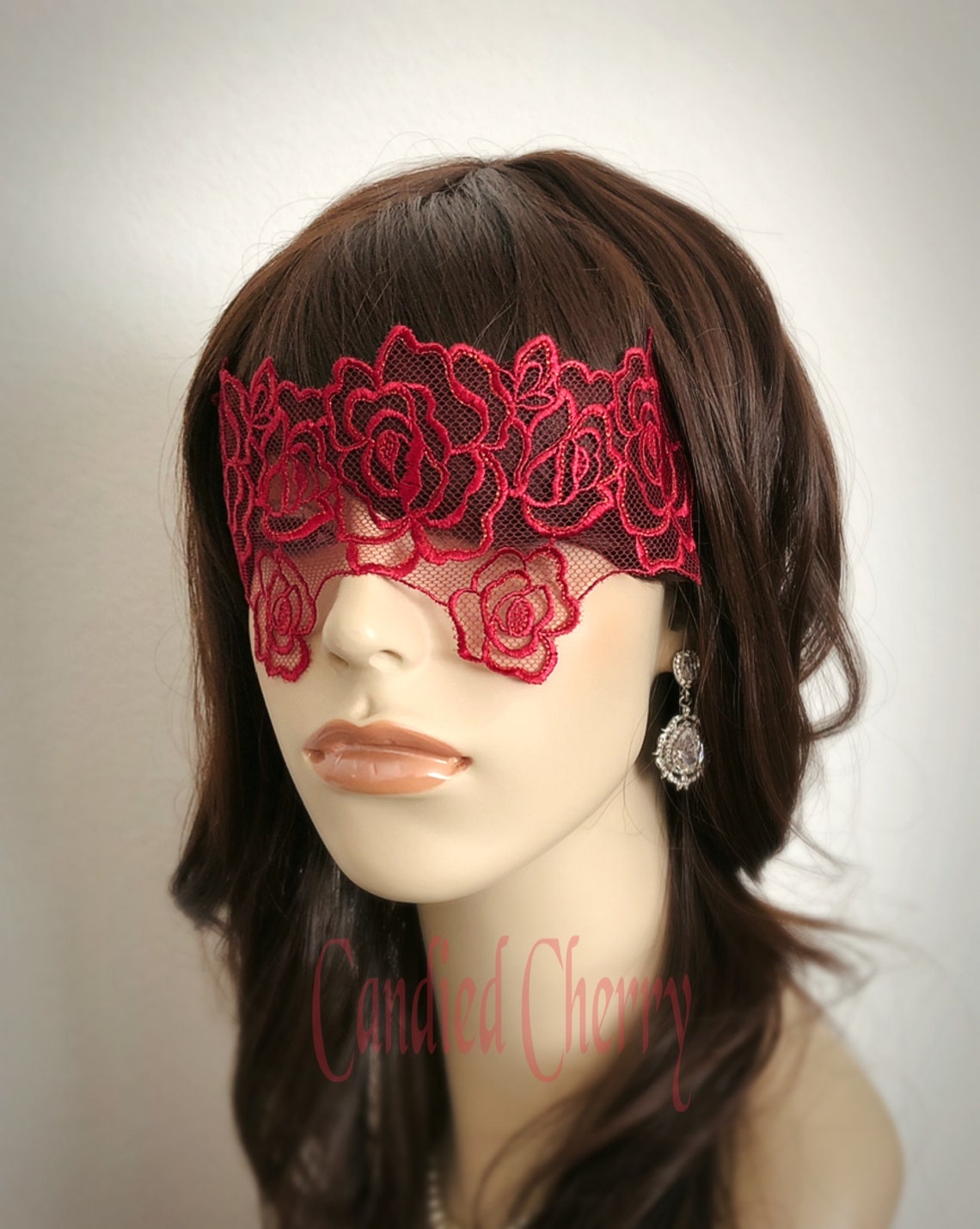 Passion Red Rose Lace Mask Veil-dia De Los Muertos Mysterious | Etsy