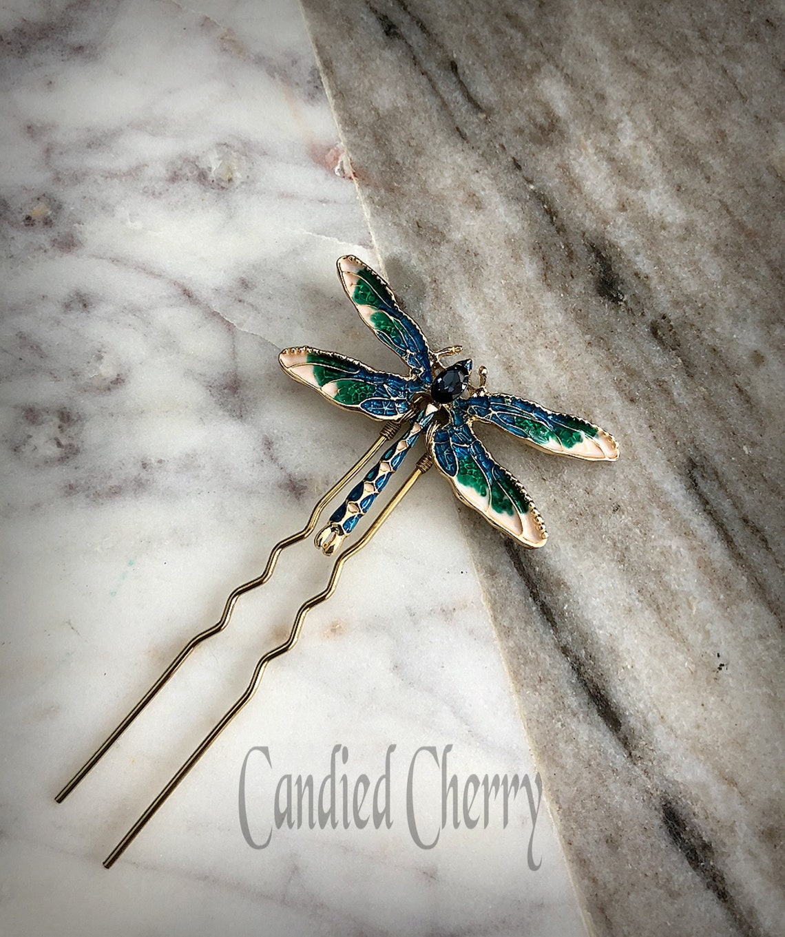Art Nouveau Inspired Enameled Dragonfly Hair Pin-vintage Art | Etsy