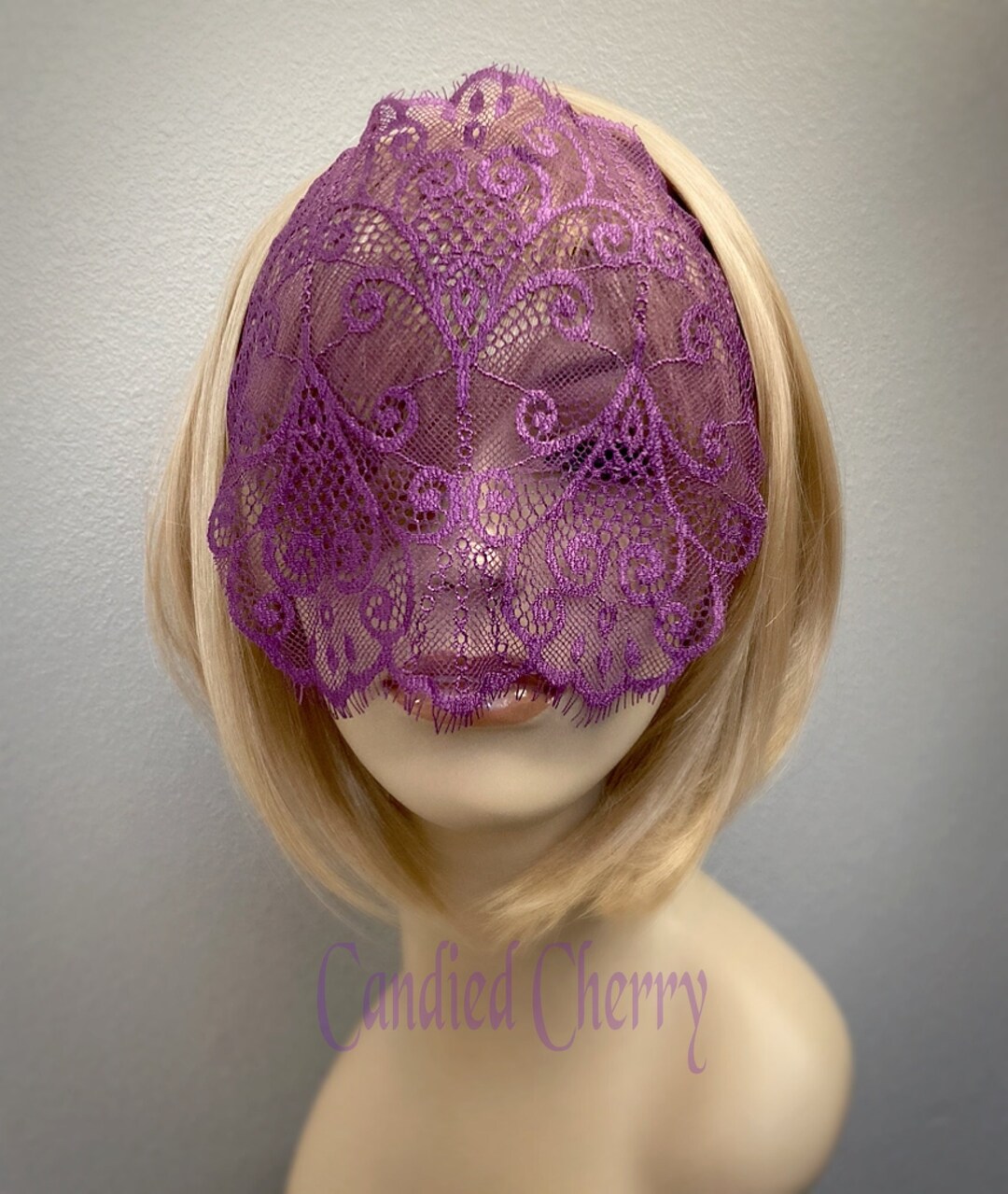 Wide Coverage Purple Eyelash Lace Mask Veil-mysterious Masquerade Ball ...