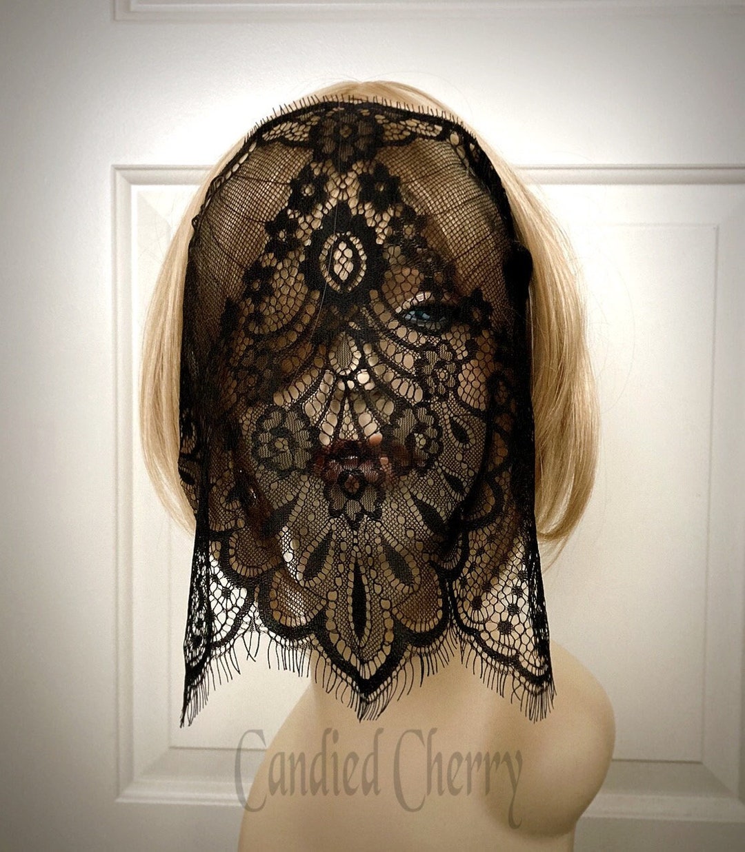 Wide Coverage Black Eyelash Lace Mask Veil-mysterious Masquerade Ball ...