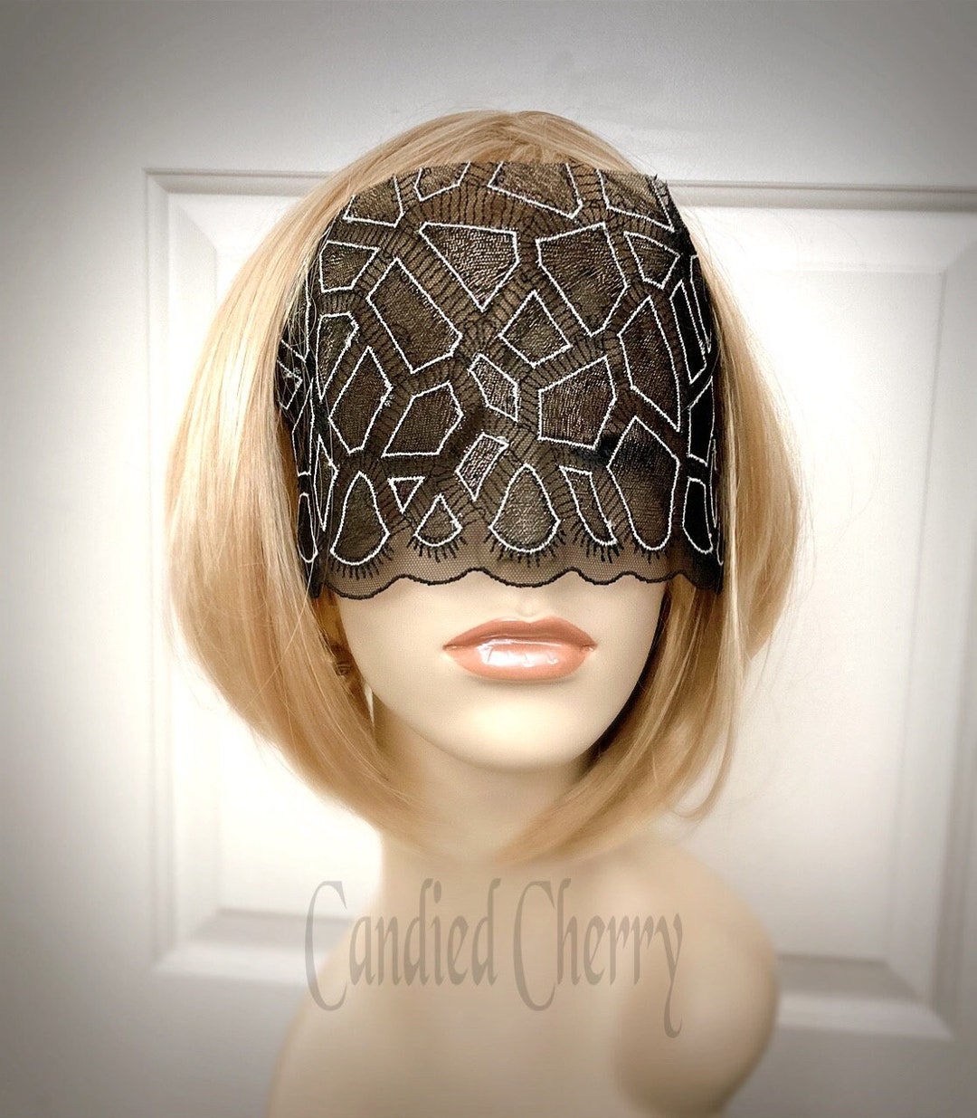 Shattered Glass Embroidery Black Lace Eye Mask Veil-masquerade Ball ...