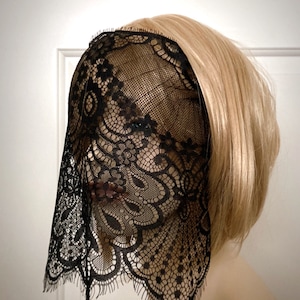 Wide Coverage Black Eyelash Lace Mask Veil-mysterious Masquerade Ball ...