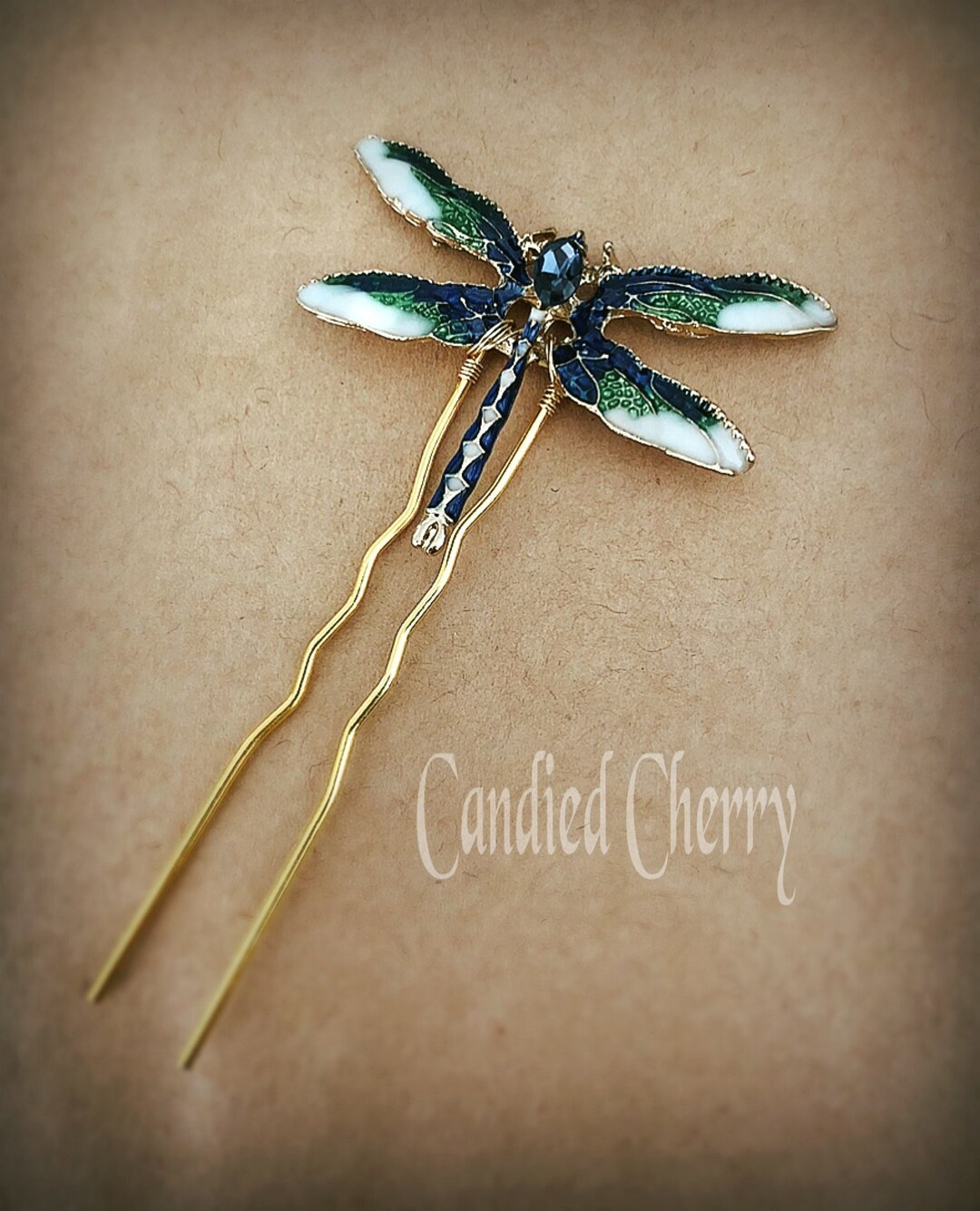 Art Nouveau Inspired Enameled Dragonfly Hair Pin-vintage Art Deco Belle ...