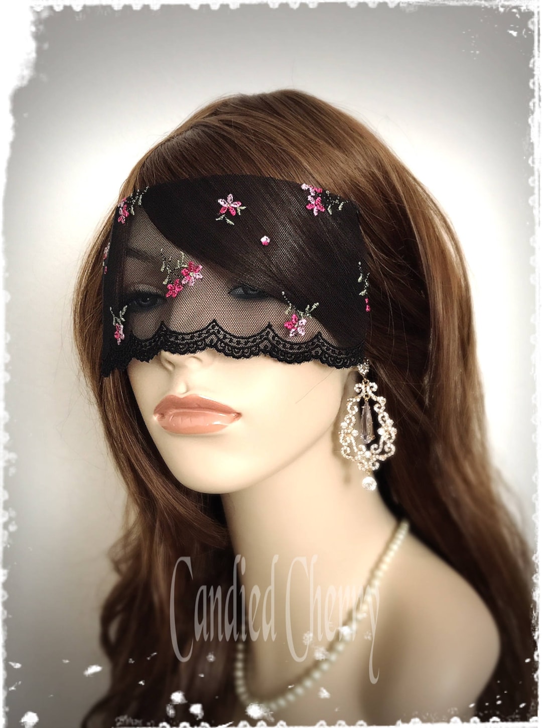 Black Pink Lace Mask Veil-mysterious Masquerade Ball Versailles Party ...
