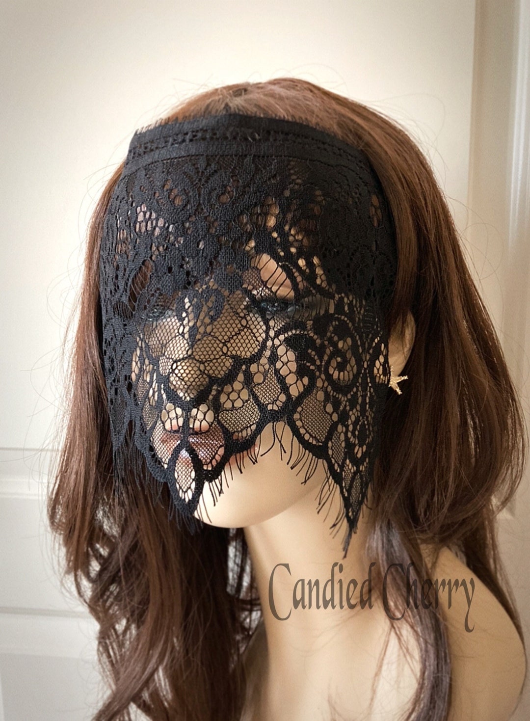 Wide Coverage Black Eyelash Lace Mask Veil-mysterious Masquerade Ball ...