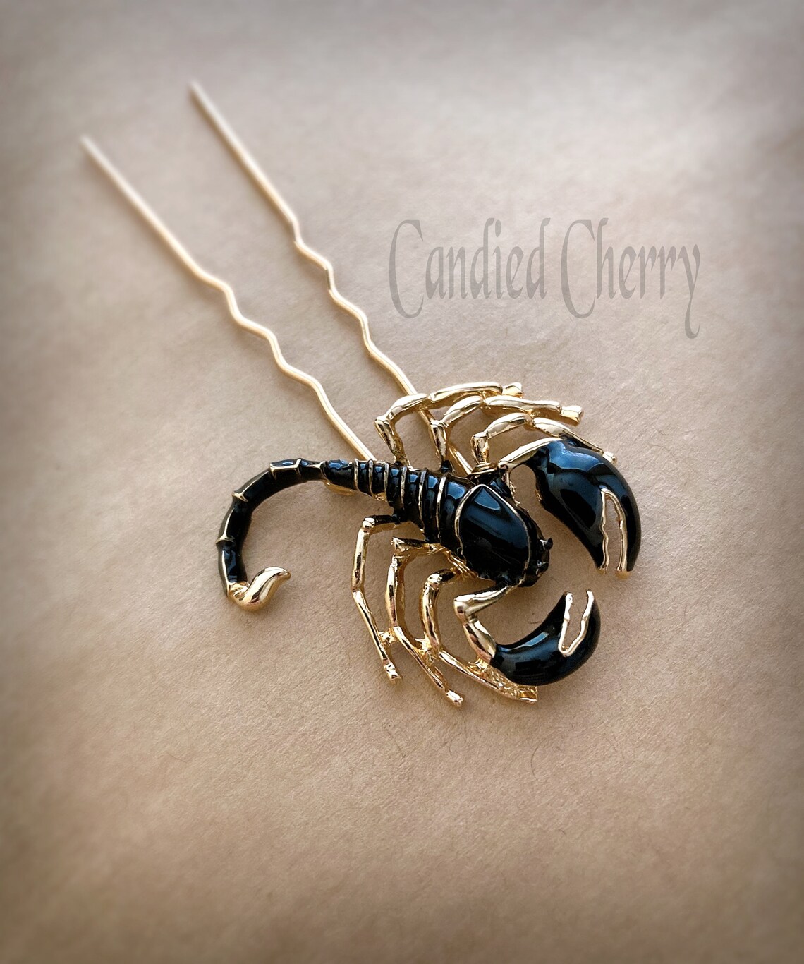 Botanical Inspired Black Scorpion Hair Pin-vintage Neo Victorian Zodiac ...