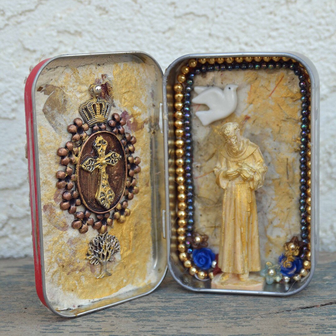 Shrine Traveling Altar St Francis Altoid Art Dianalamorrisart - Etsy