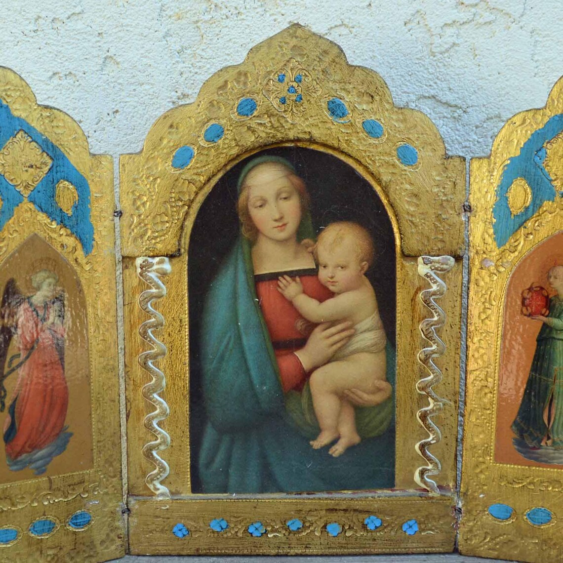 Tryptich of the Madonna and Child With Angels Dianalamorrisart - Etsy