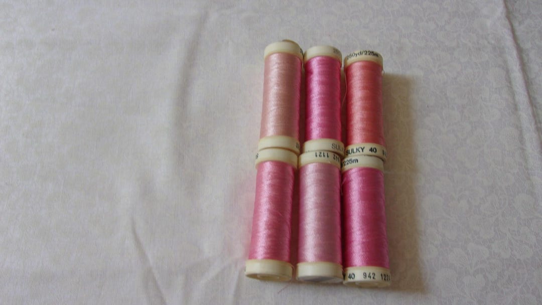One Lot of 6 Pink 250/40 Sulky Machine Embroidery Thread Colors Shown ...