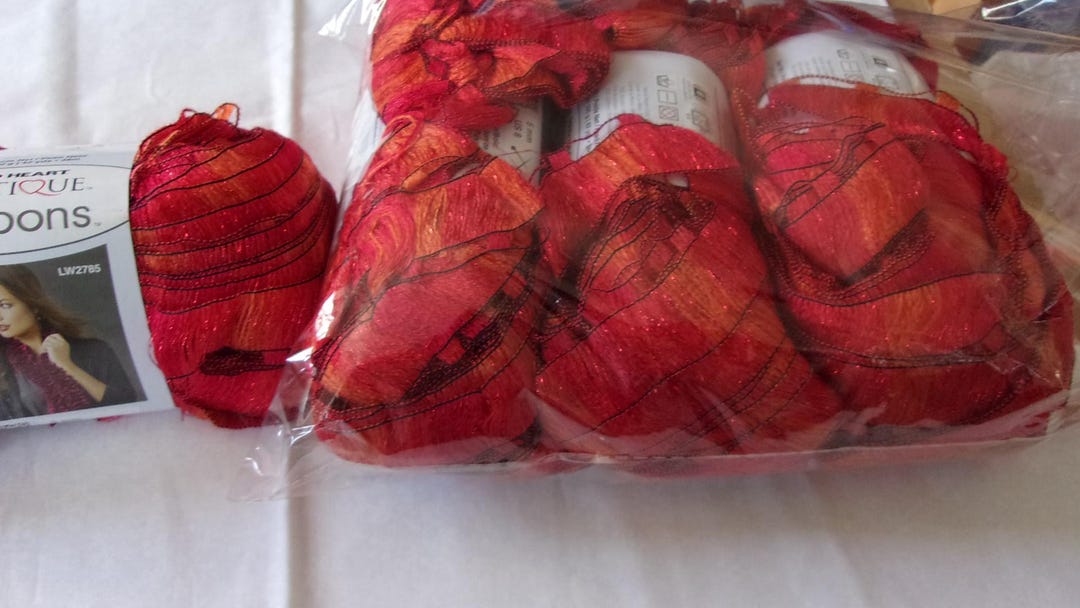 Red Heart Boutique Ribbons 1937 Fire (red) Ribbon Yarn - Etsy