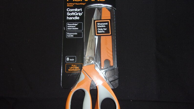 Fiskars Fabric Scissors Orange and Gray 8 Inch Softgrip Handle Razor ...