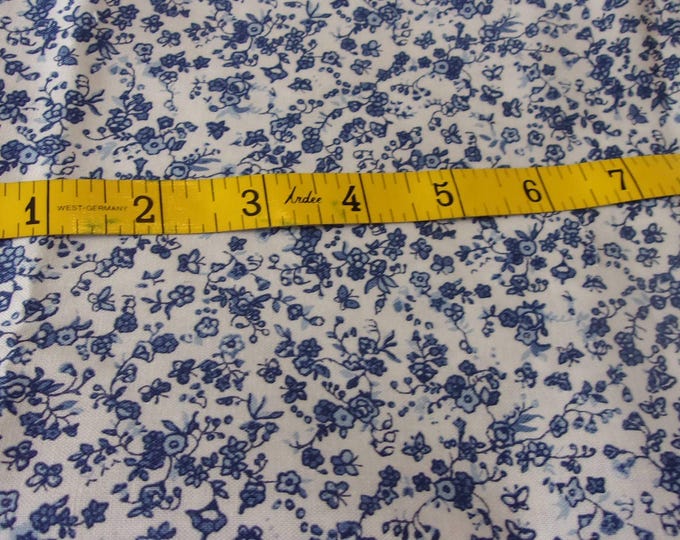 Blue and White Small Print Floral Fabric Quilting Fabric 32" or 7/8th ...