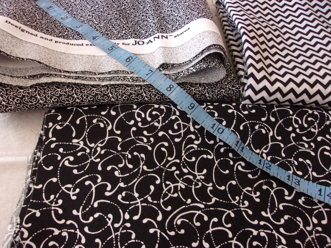 Black and White Fabric Collection Three Patterns in Black and - Etsy