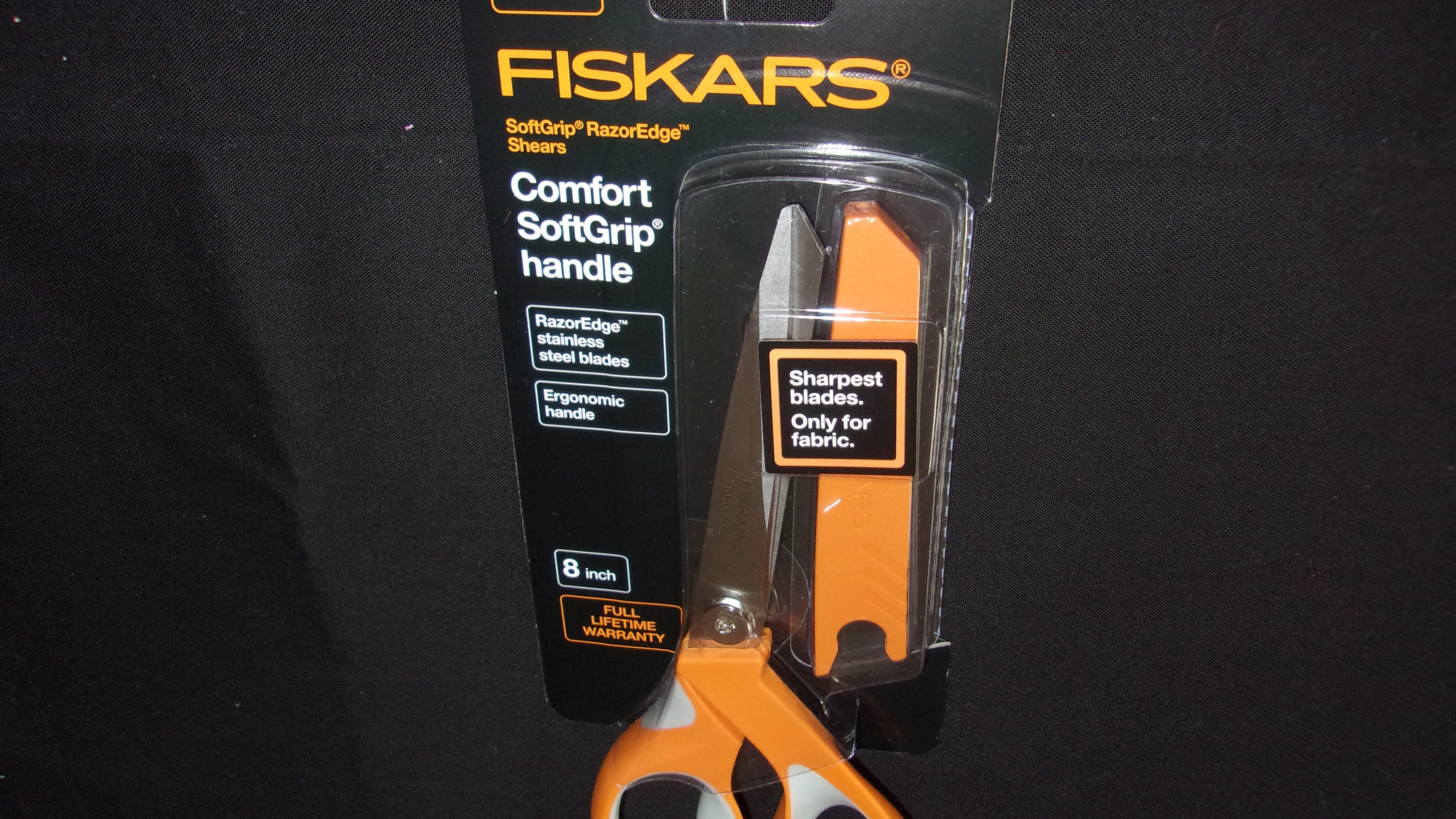 Fiskars Fabric Scissors Orange and Gray 8 Inch Softgrip Handle Razor ...
