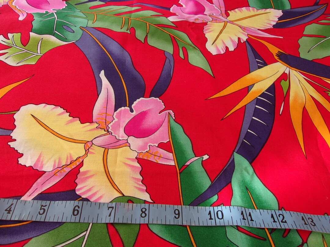 Alexander Henry Collection Red With Exotic Flowers Large Flowers and ...