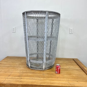 Large Vintage Industrial Wheeling Expanded Wire Mesh Trash Can. 33 High ...