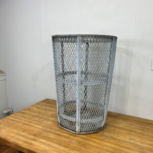 Large Vintage Industrial Wheeling Expanded Wire Mesh Trash Can. 33 ...