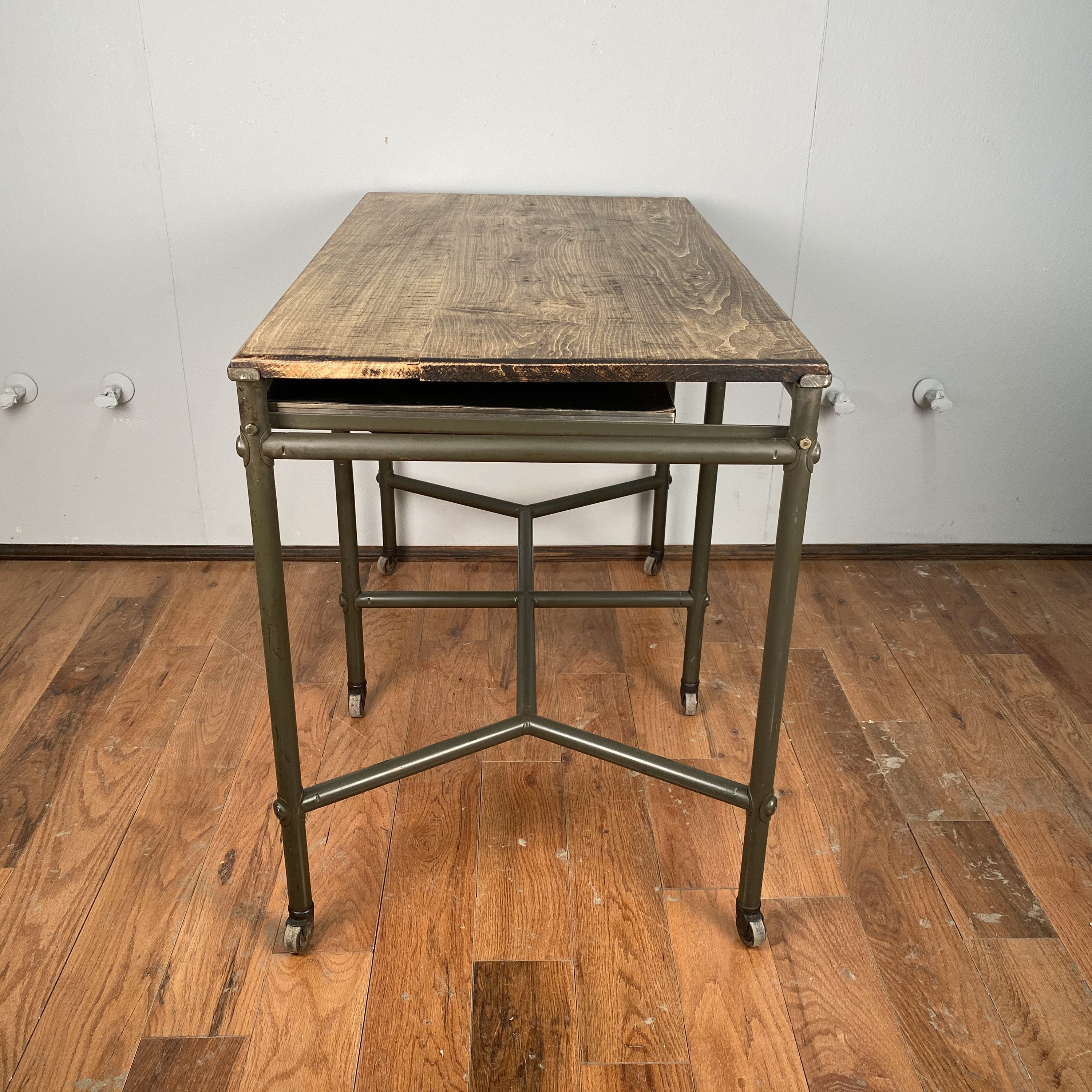 Vintage industrial ACME Visible Records desk with maple top - Etsy ...