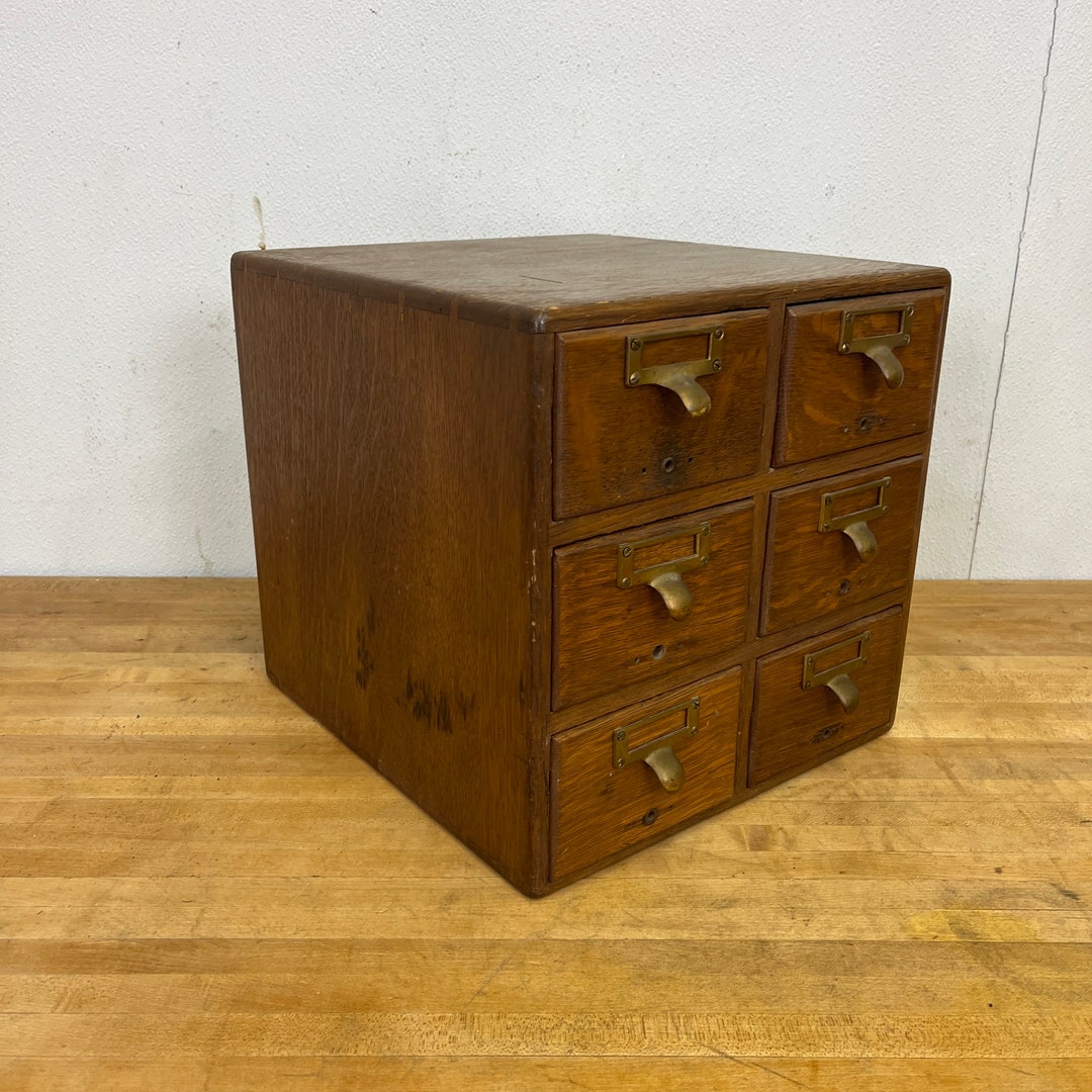 Gorgeous Library Bureau Solemakers’ Antique 6 Drawer Oak Library Card ...