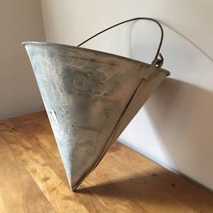 Vintage Industrial Galvanized Factory FIRE Bucket - Conical Shape - Etsy