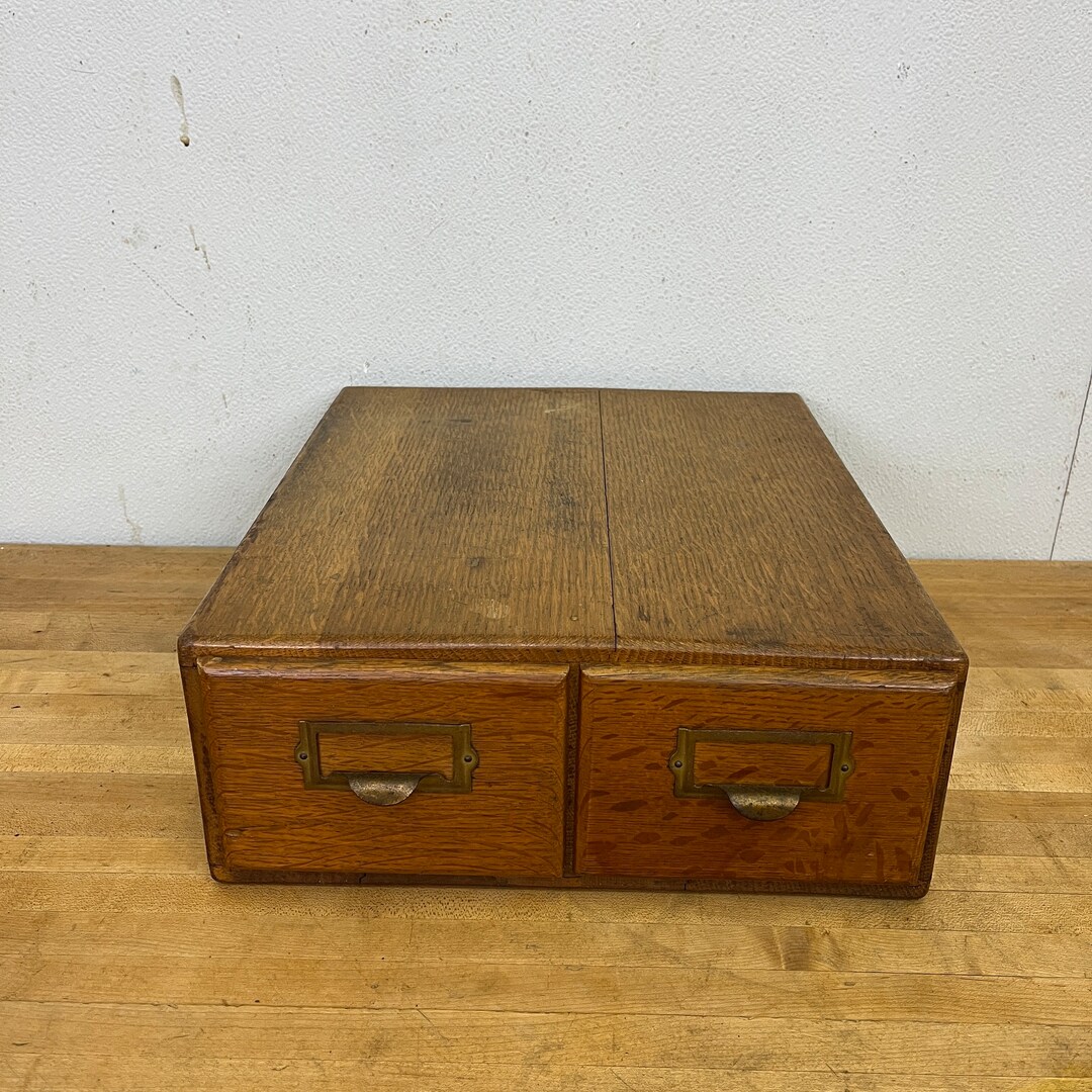 Gorgeous Antique 2 Drawer Oak Library Card File Index - Lovely Used ...