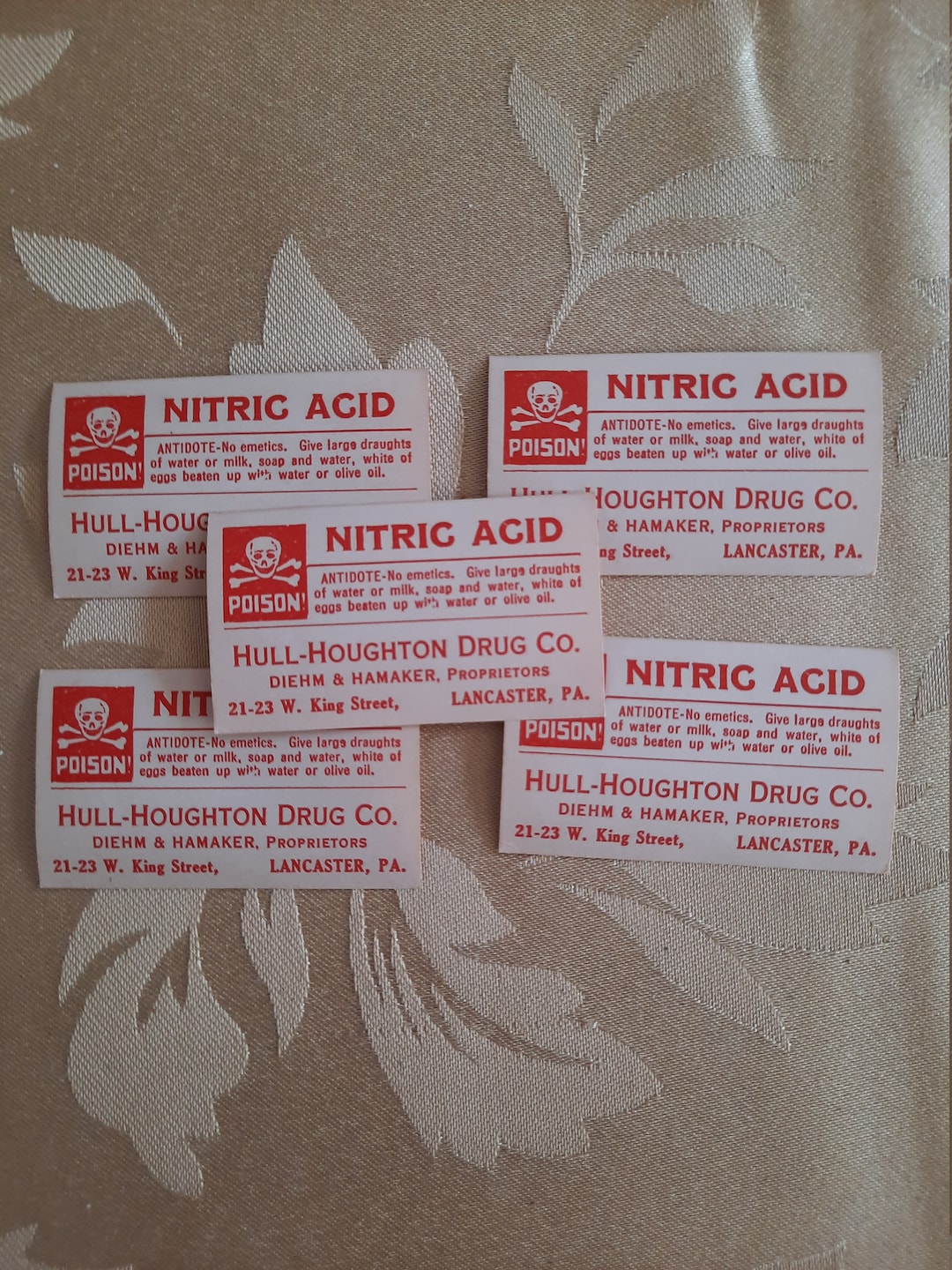 Vintage Poison Labels Nitric Acid Set of 5 - Etsy